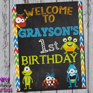 MONSTER PARTY Chalkboard SIGN, Monster Bash Sign, Little Monster ...