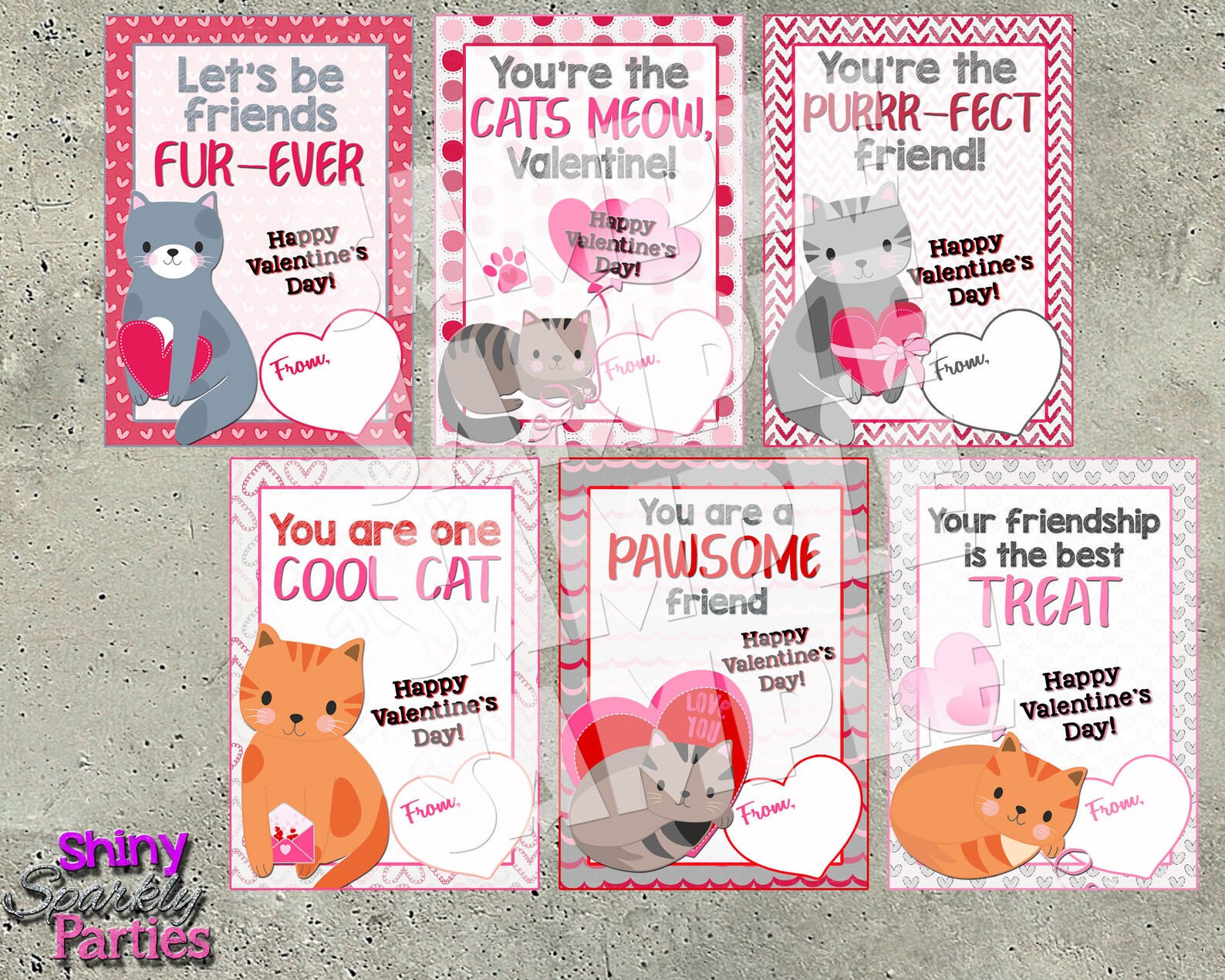 CAT VALENTINE CARDS Classroom Valentines Kitten Valentine | Etsy