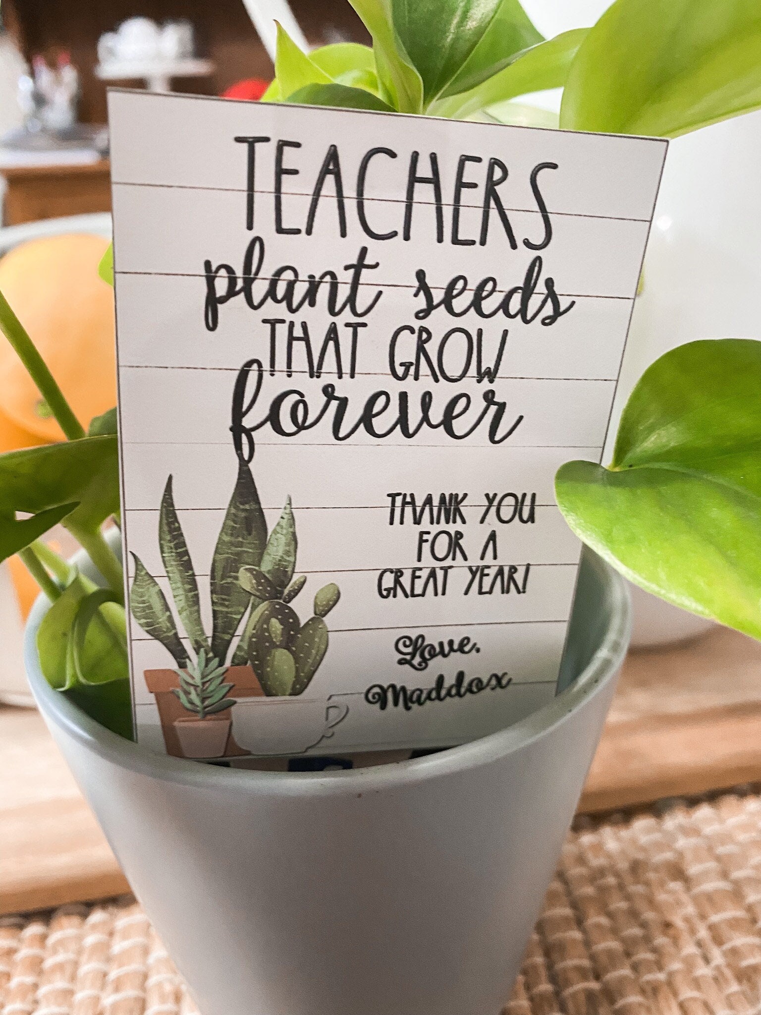 Plant Teacher Tags, Teacher Appreciation Gift Tags, Flower Sign ...