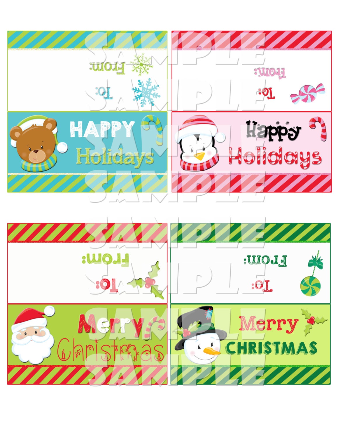 CHRISTMAS TREAT BAG Toppers, Christmas Gift Tags for Bags, Holiday ...