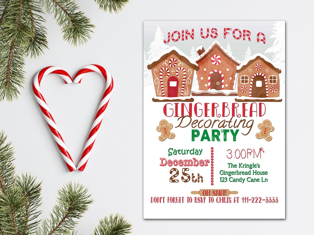GINGERBREAD DECORATING PARTY Invitation, Gingerbread Invitation ...