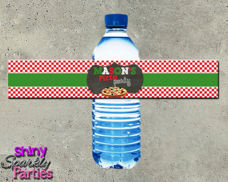 PIZZA PARTY WATER Bottle Labels Pizza Birthday Party Water | Etsy