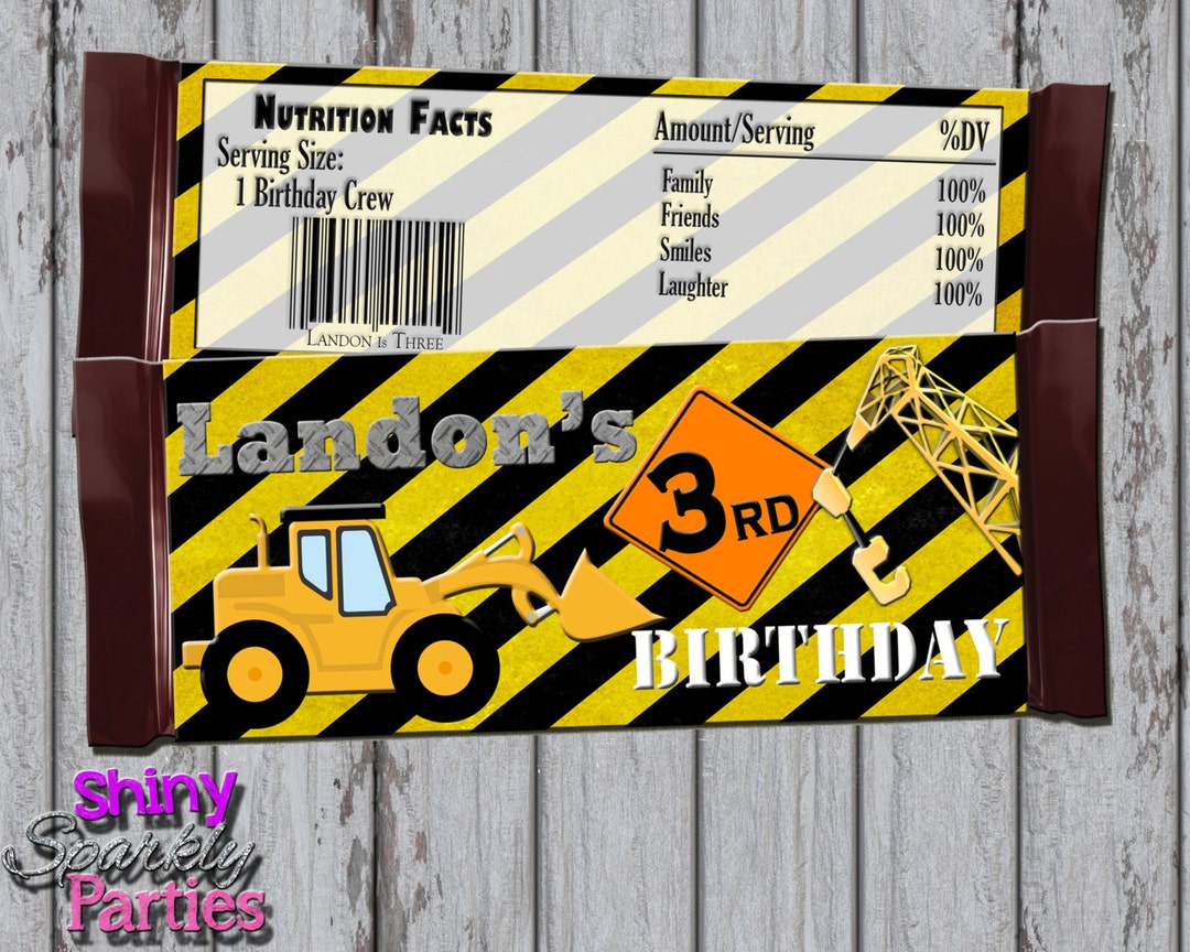 CONSTRUCTION CANDY BAR Wrappers, Construction Chocolate Bar Wrappers ...