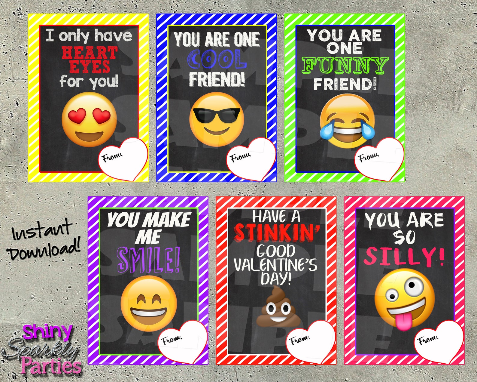 EMOJI VALENTINES Emoji Valentine Cards Valentine's Day | Etsy