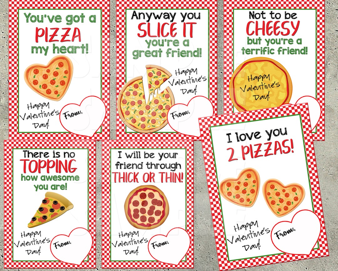 PIZZA VALENTINE CARDS Classroom Valentines, Food Valentine Card ...