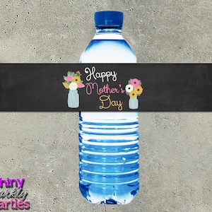 MOTHER'S DAY Water Bottle LABELS, Happy Mother's Day, Chalkboard, Mason ...