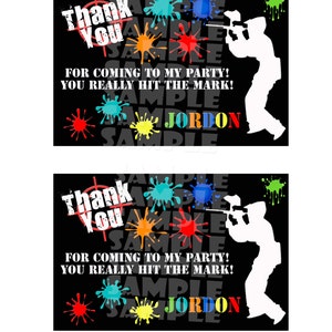 PAINTBALL THANK YOU Card, Thank You Note, Paintball Birthday ...