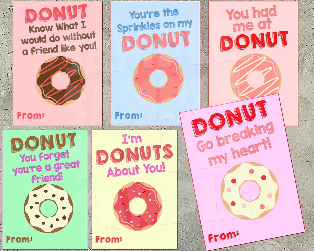 DONUT VALENTINE CARDS, Donuts About You, Donut Valentines, Valentines ...