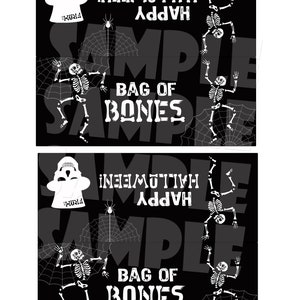 Bag of Bones TREAT Bag TOPPERS, Halloween Bag Toppers, Skeleton, Gift ...