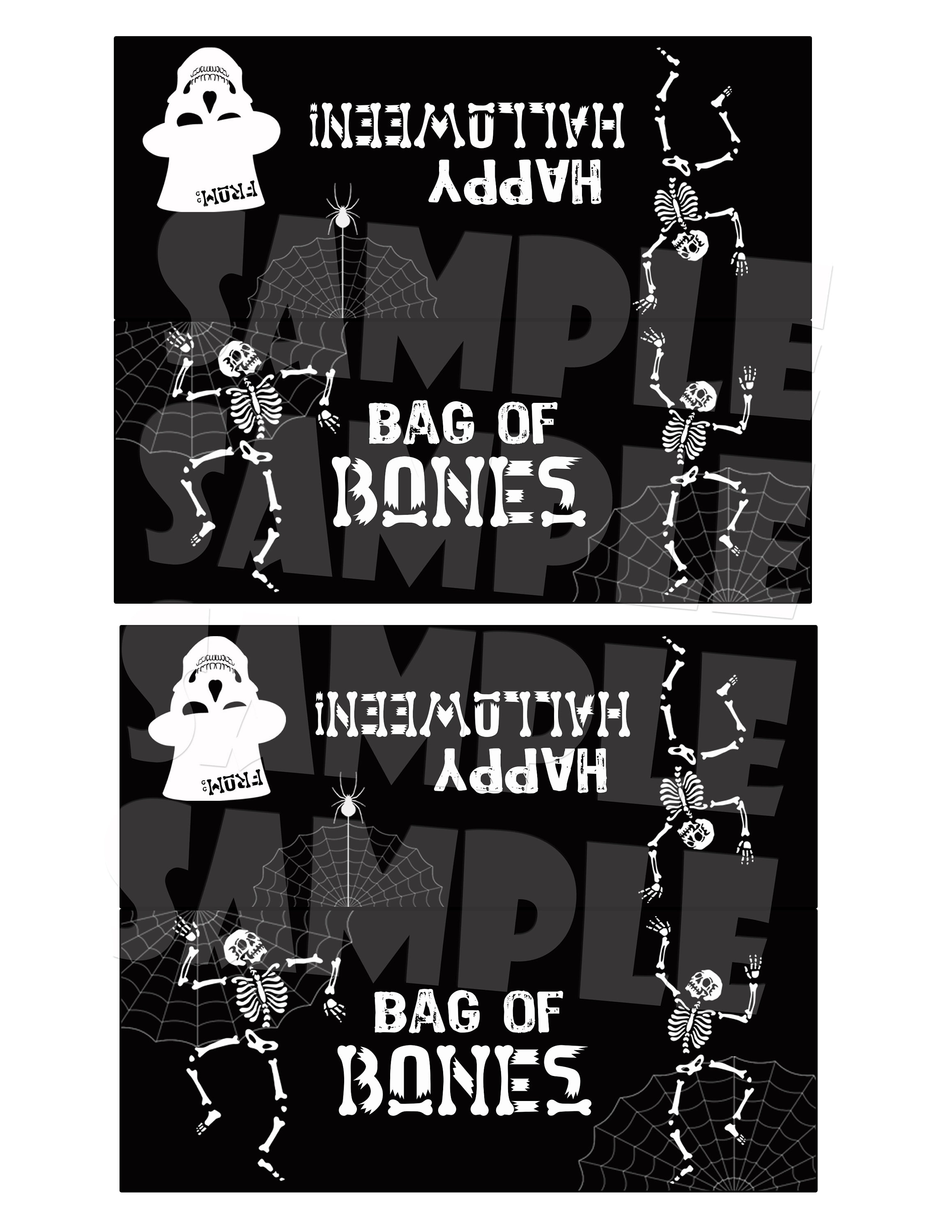 Bag of Bones TREAT Bag TOPPERS, Halloween Bag Toppers, Skeleton, Gift ...