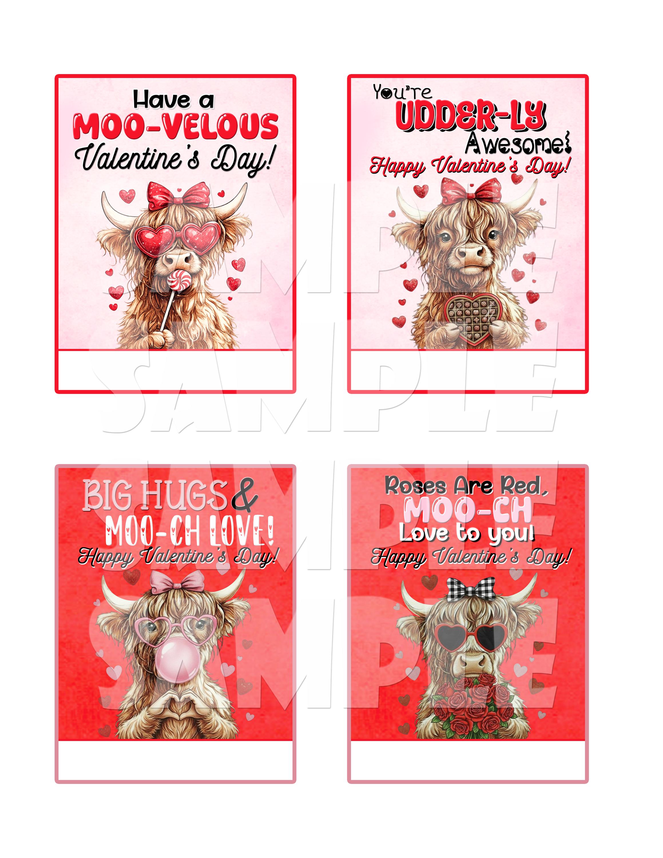 Highland Cow Valentine, Cow Valentine Printable, Kids Valentines ...