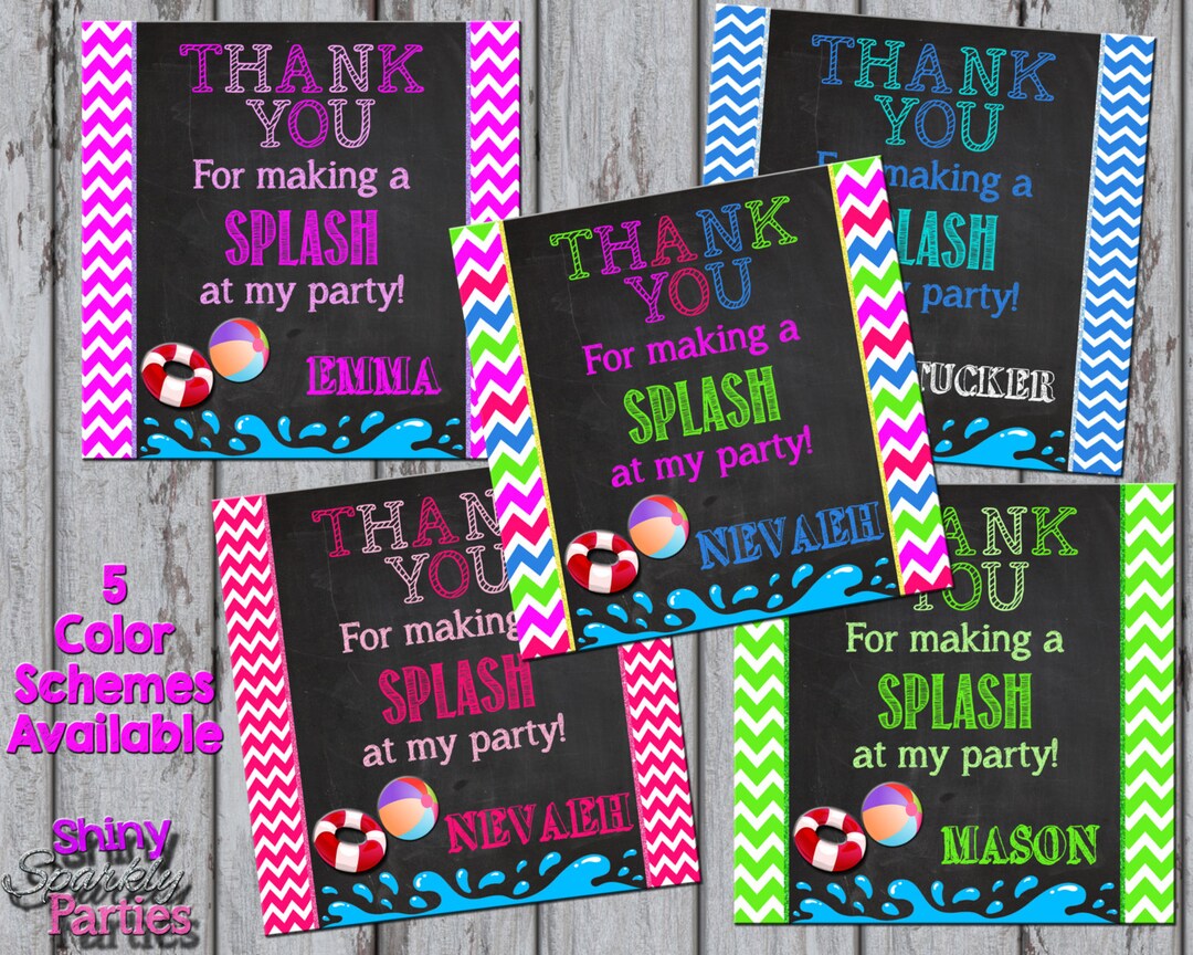 POOL PARTY Favor TAGS, Pool Party Birthday Party Favor Tags, Chalkboard ...