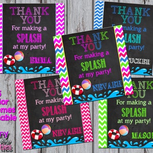 POOL PARTY Favor TAGS, Pool Party Birthday Party Favor Tags, Chalkboard ...