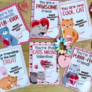 CAT VALENTINE CARDS - Classroom Valentines, Kitten Valentine Card ...