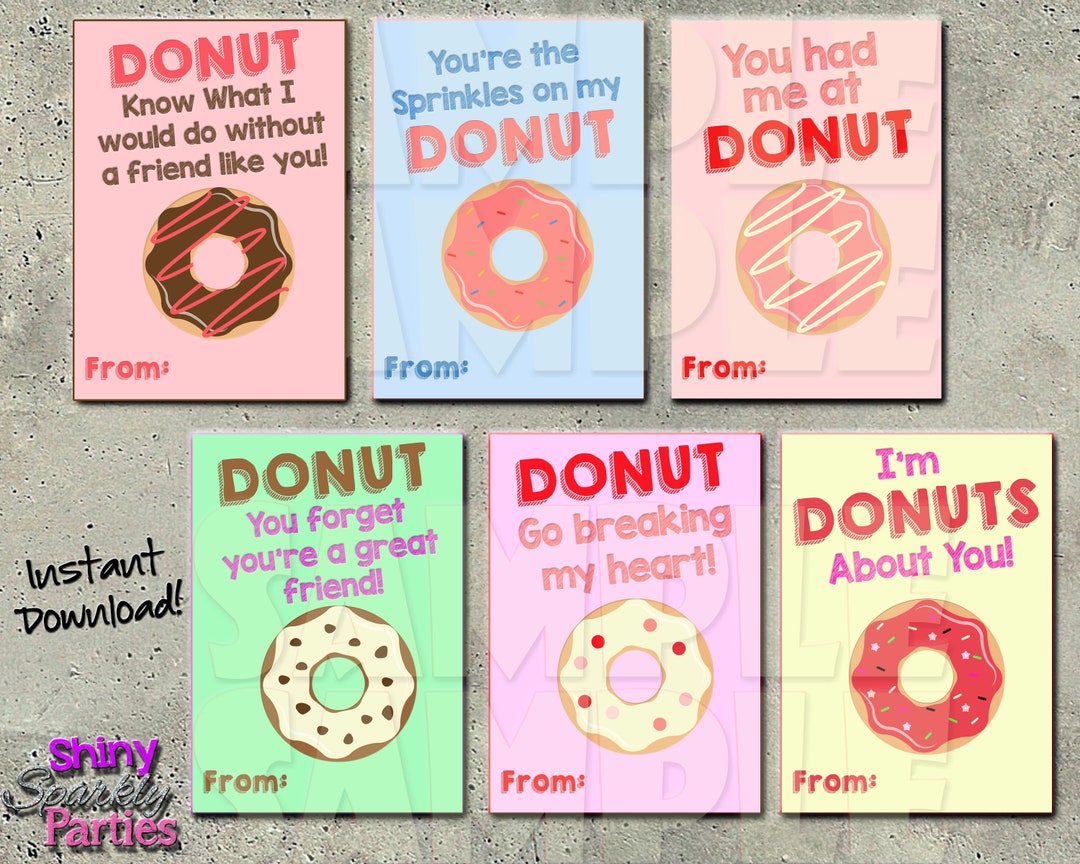 DONUT VALENTINE CARDS Donuts About You Donut Valentines - Etsy