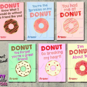 DONUT VALENTINE CARDS Donuts About You Donut Valentines - Etsy