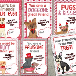 DOG VALENTINE CARDS - Classroom Valentines, Puppy Valentine Card ...