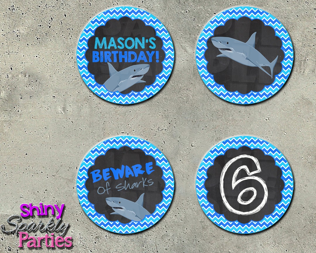 SHARK CUPCAKE TOPPERS - Shark Party - Shark Birthday - Shark Party ...