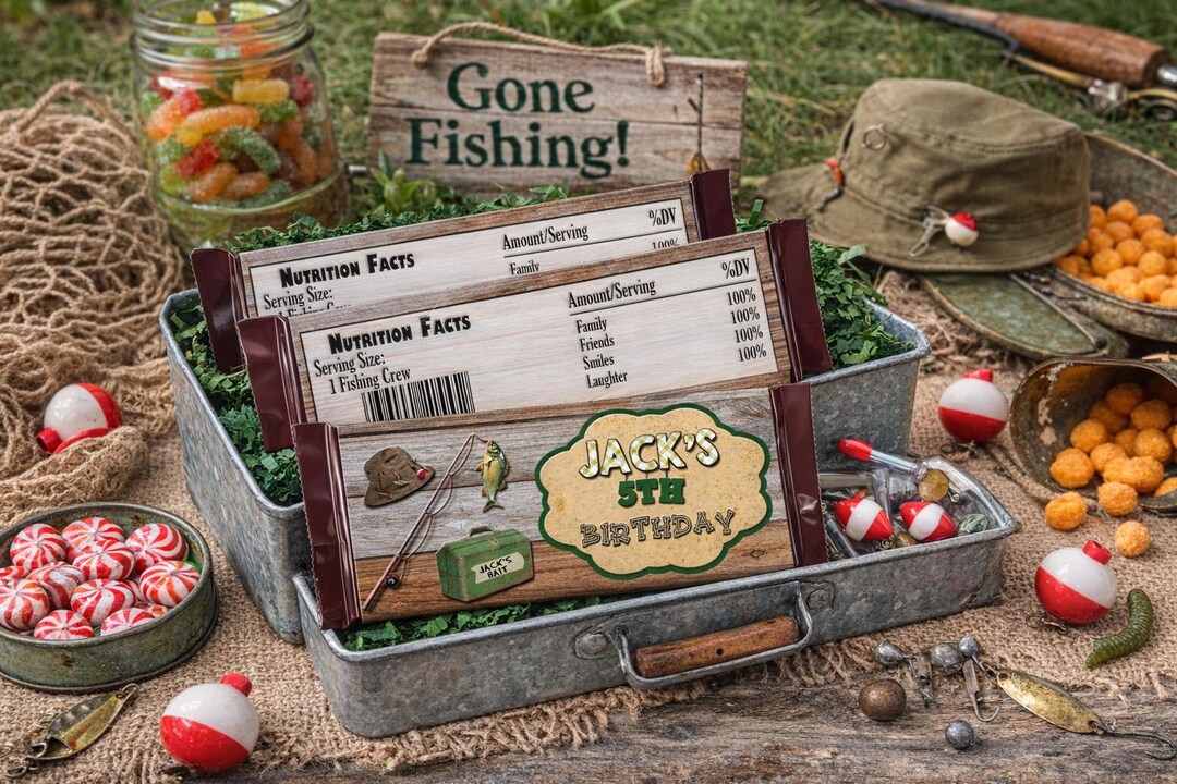 FISHING CANDY Bar WRAPPERS, Fishermen, Fisherman Candy Wrappers ...