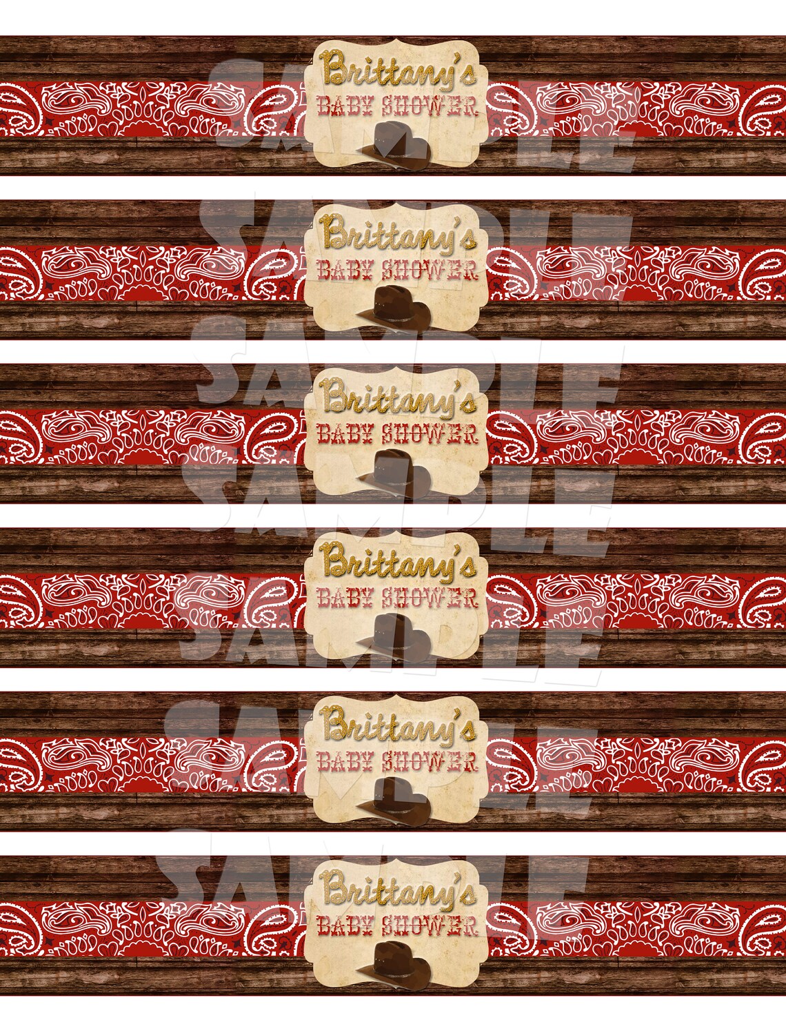 WESTERN WATER Bottle LABELS Cowboy Water Bottle Labels | Etsy