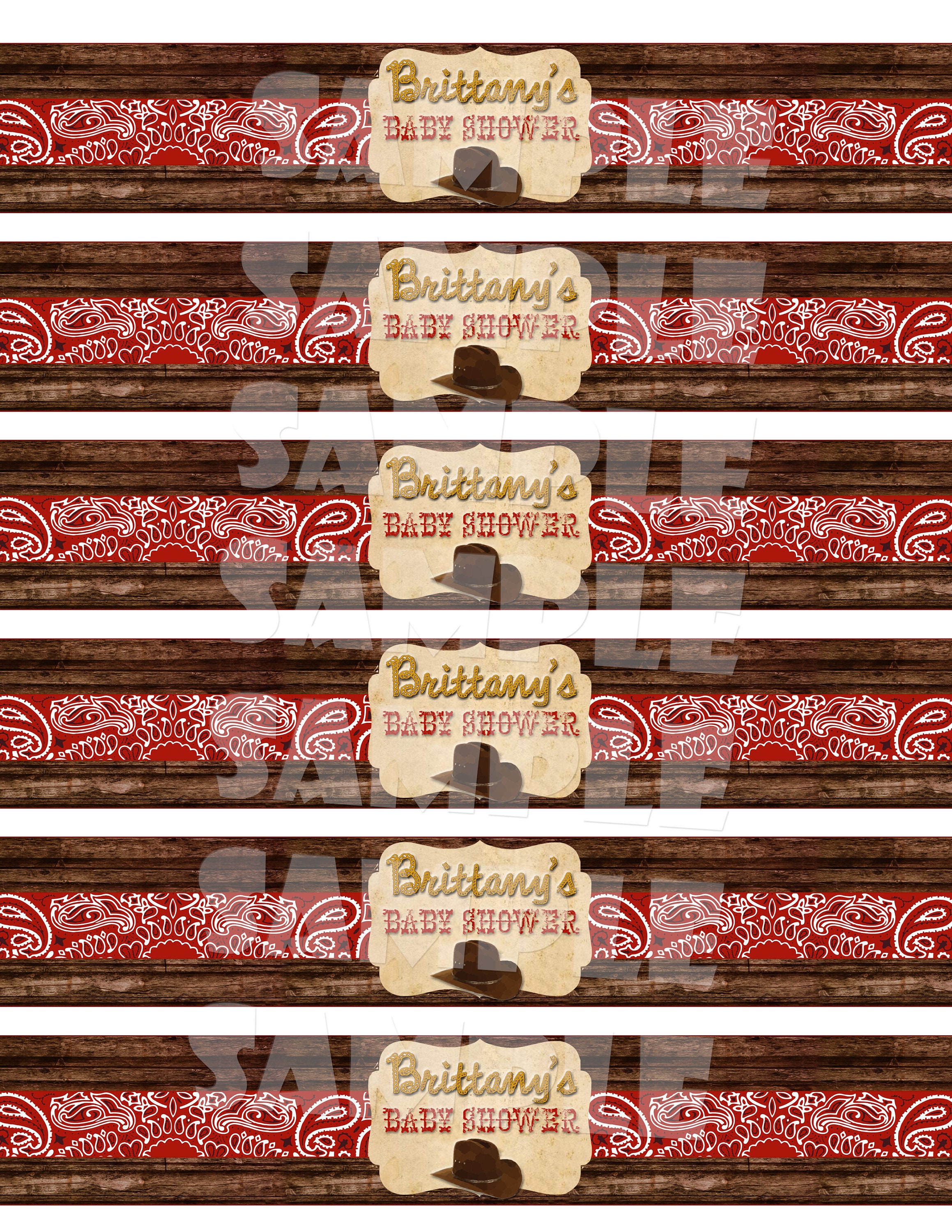 WESTERN WATER Bottle LABELS, Cowboy Water Bottle Labels, Western Baby ...