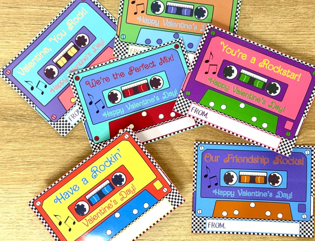 RETRO VALENTINES, Music Valentine Cards, Cassette Tape Valentine Cards ...