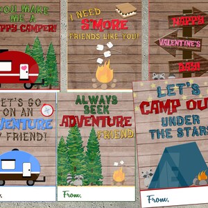 CAMPING VALENTINE CARDS, Camping Valentines, Happy Camper Valentine's ...