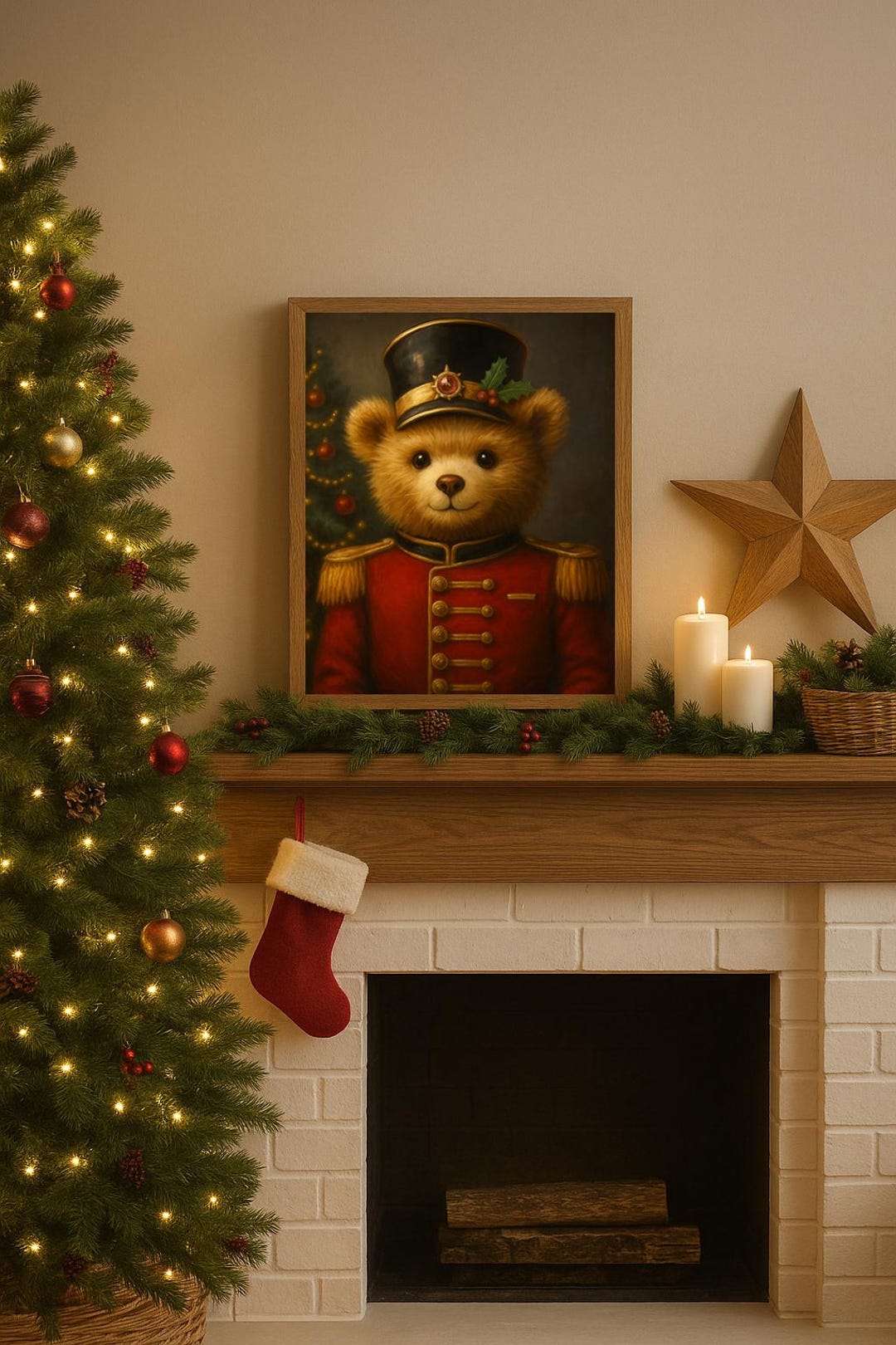 Nutcracker Teddy Bear Christmas Wall Art, Teddy Bear Decor, Nutcracker ...