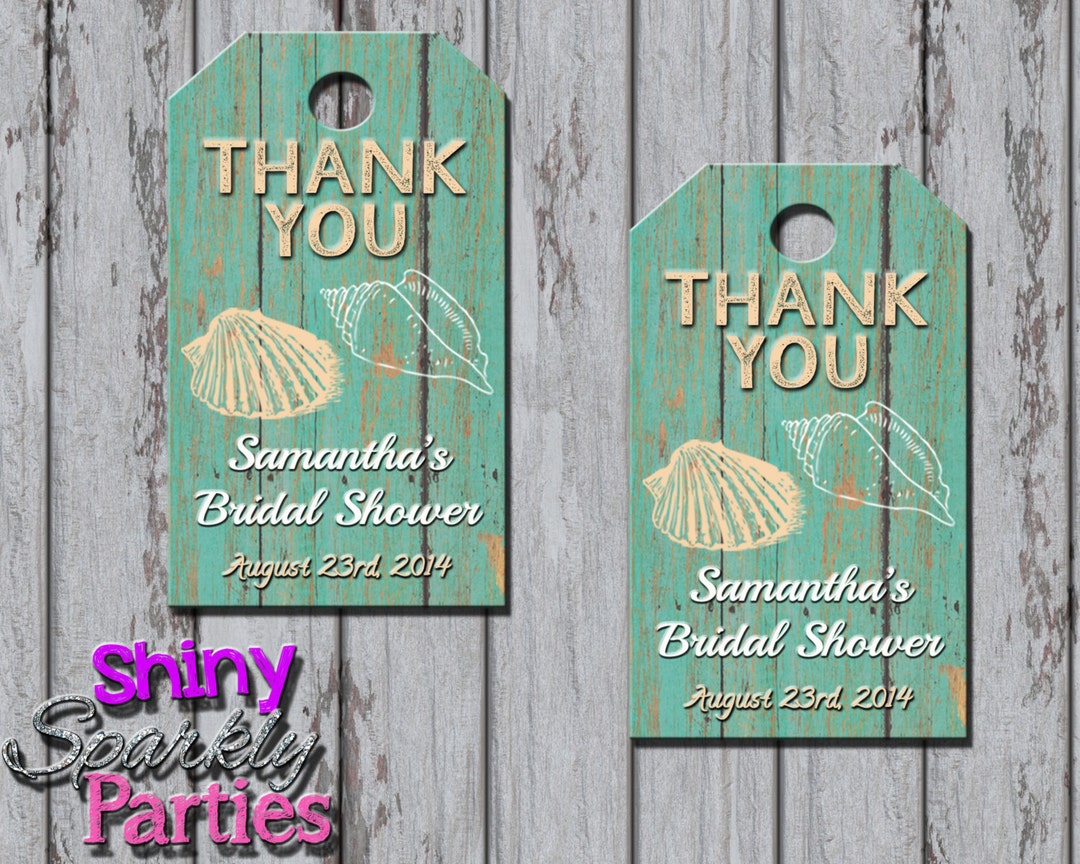 BEACH BRIDAL SHOWER Tags, Beach Favor Tags, Shower Thank You Tags, Sea ...