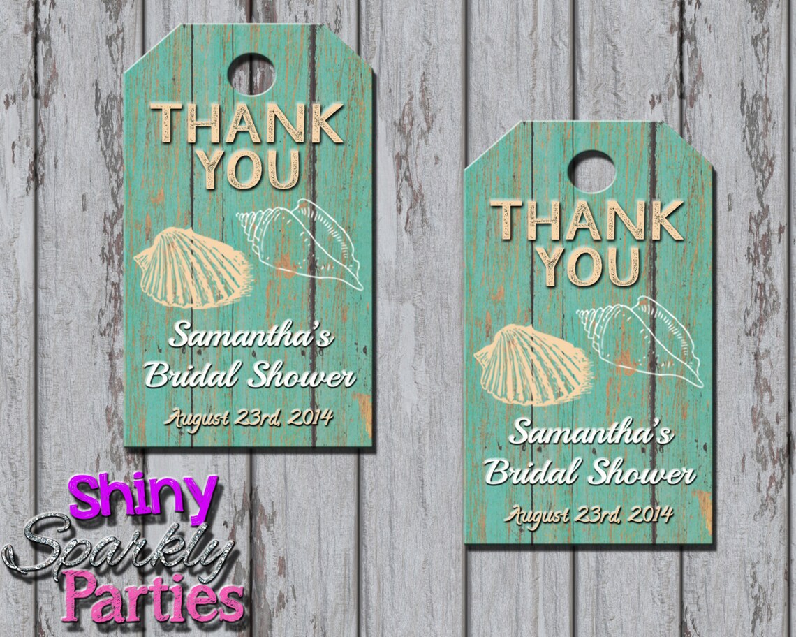 BEACH BRIDAL SHOWER Tags Beach Favor Tags Shower Thank You - Etsy