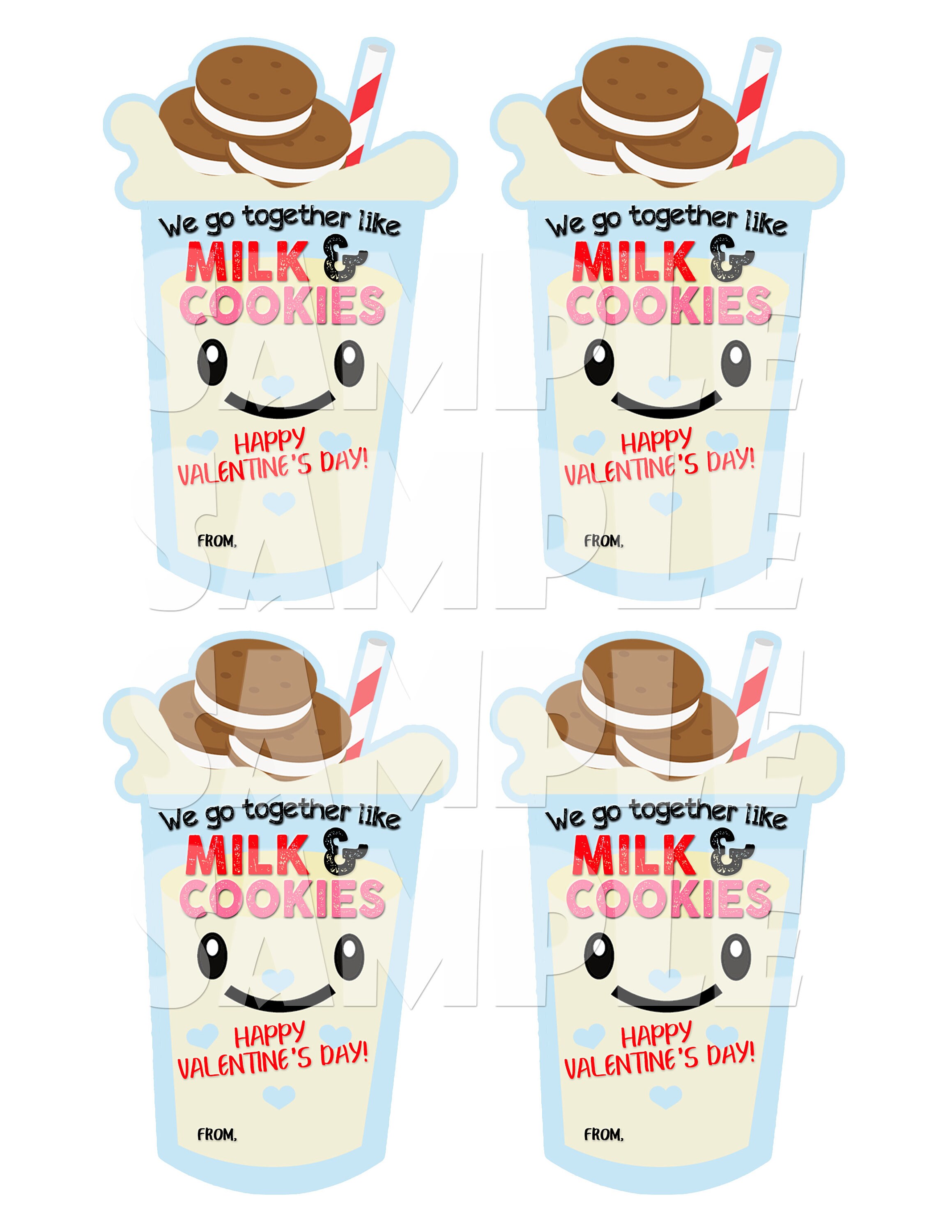 We Go Together Like Milk and Cookies Valentine, Milk & Cookies, School ...