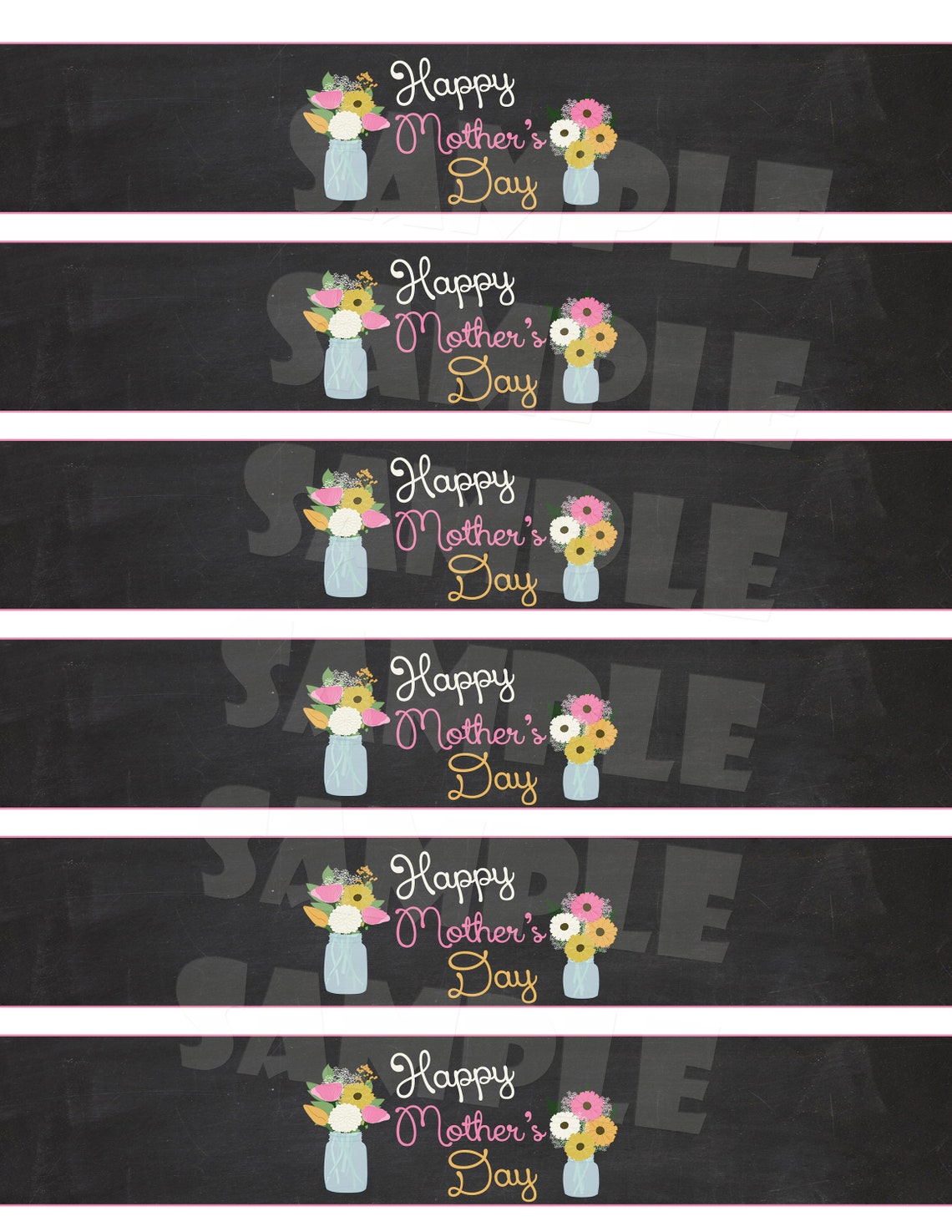 MOTHER'S DAY Water Bottle LABELS, Happy Mother's Day, Chalkboard, Mason ...
