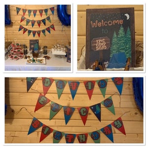 CAMPING BIRTHDAY DECORATIONS, Camp Party Banner, Camp in Pendant Banner ...