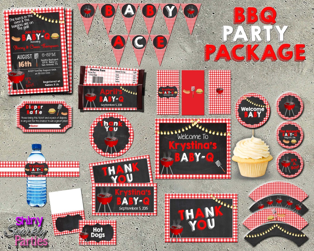 BABYQ PARTY PACKAGE, Printable Baby Shower Decorations, Barbecue ...