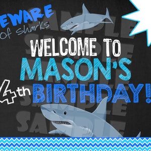 SHARK PARTY SIGN - Shark Welcome Sign - Shark Party Decor - Shark Party ...