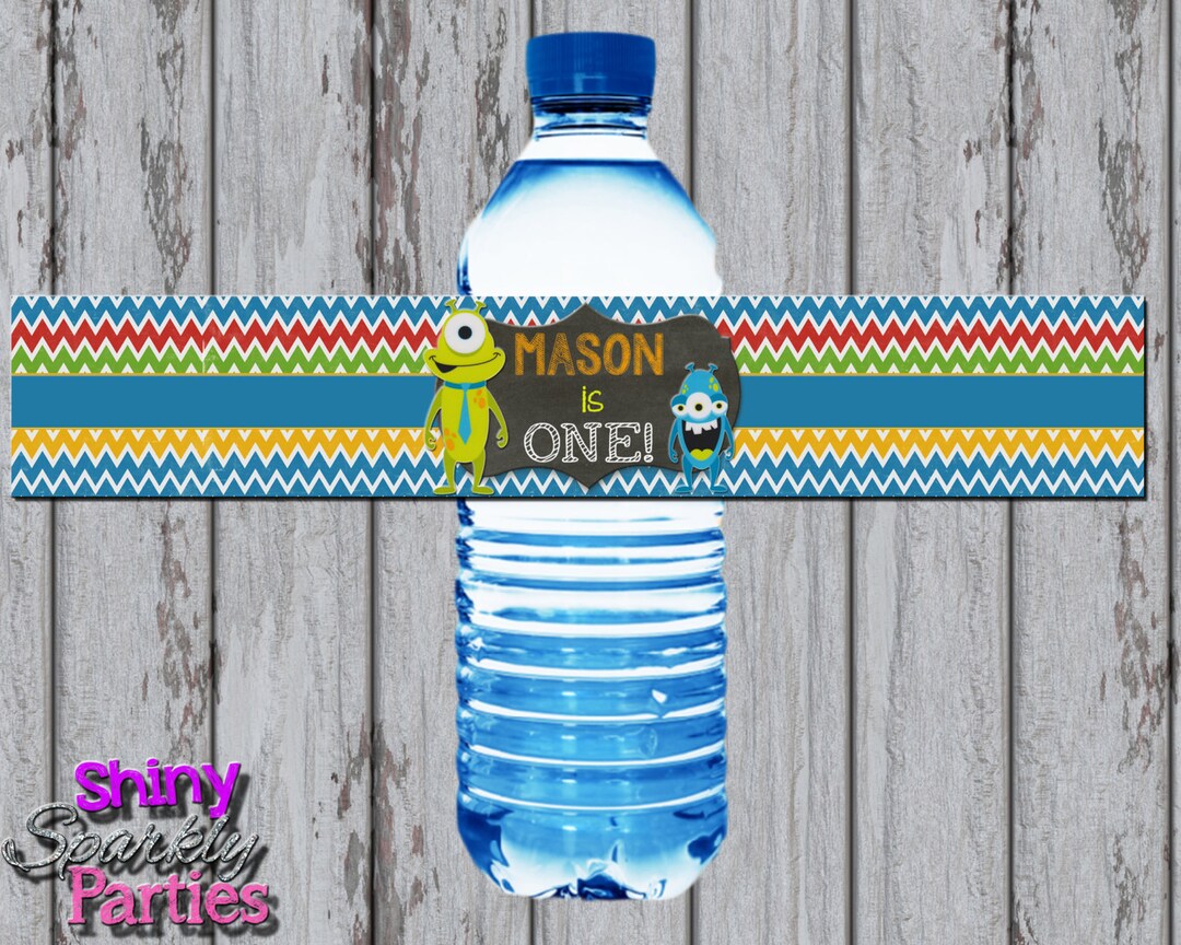 MONSTER WATER BOTTLE Labels, Little Monster Party Water Bottle Wraps ...