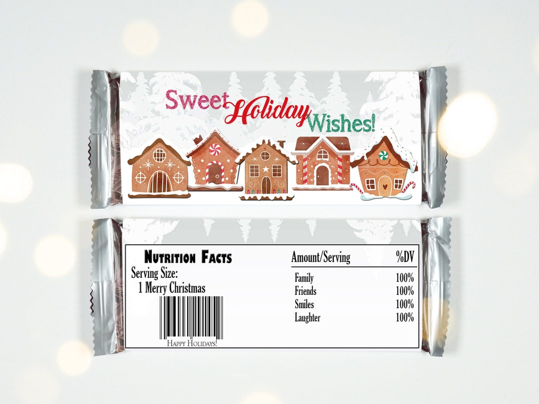 Printable Christmas Candy Bar Wrappers – Gingerbread House – Holiday ...