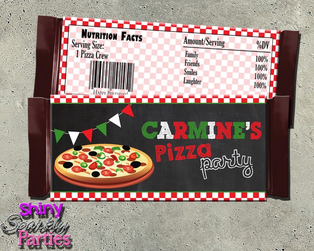 PIZZA CANDY BAR Wrappers, Pizza Party Favors, Pizza Birthday Party ...