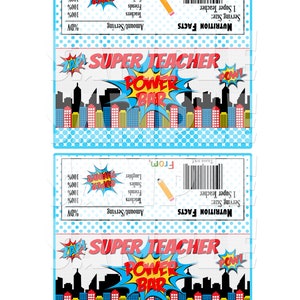 TEACHER CANDY BAR Wrappers - Super Teacher Candy Bar Labels - Teacher ...
