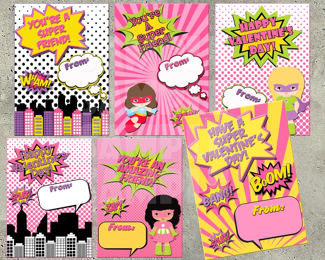 GIRLS SUPERHERO VALENTINES - Valentines for Girls - Super Hero ...