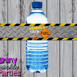 CONSTRUCTION WATER Bottle LABELS - Construction Party - "construction ...