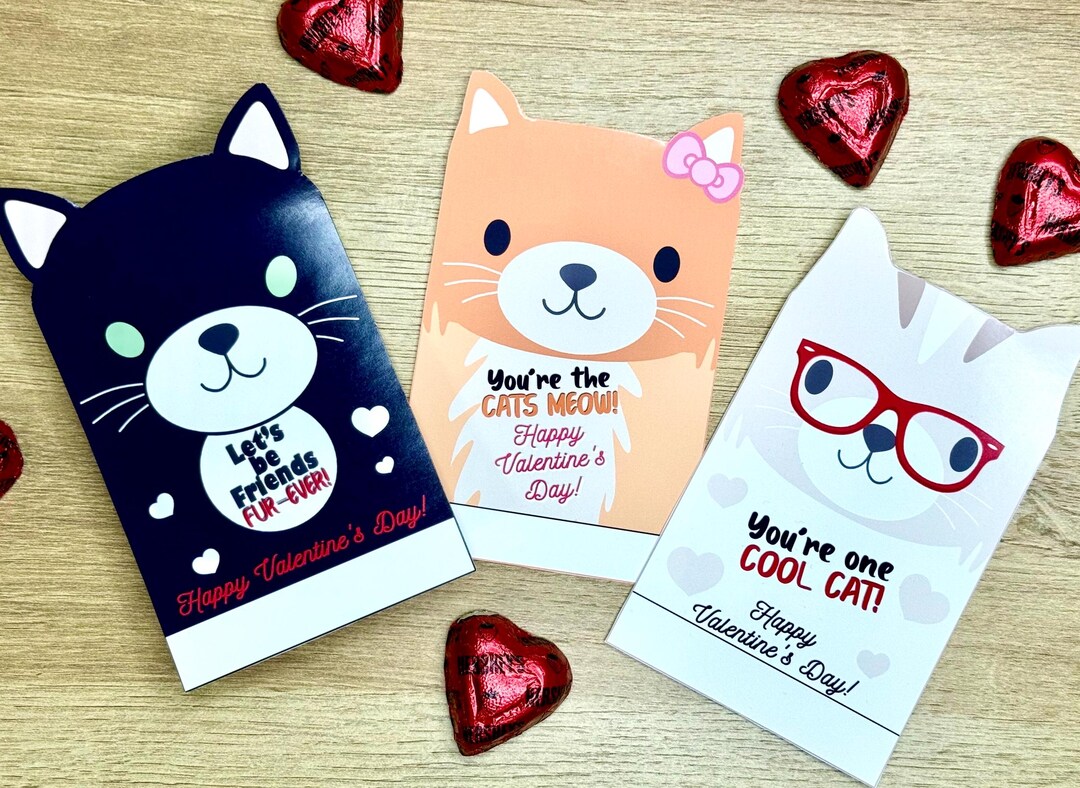 CAT VALENTINES - Kitten Valentine Cards - Cool Cat - Printable ...
