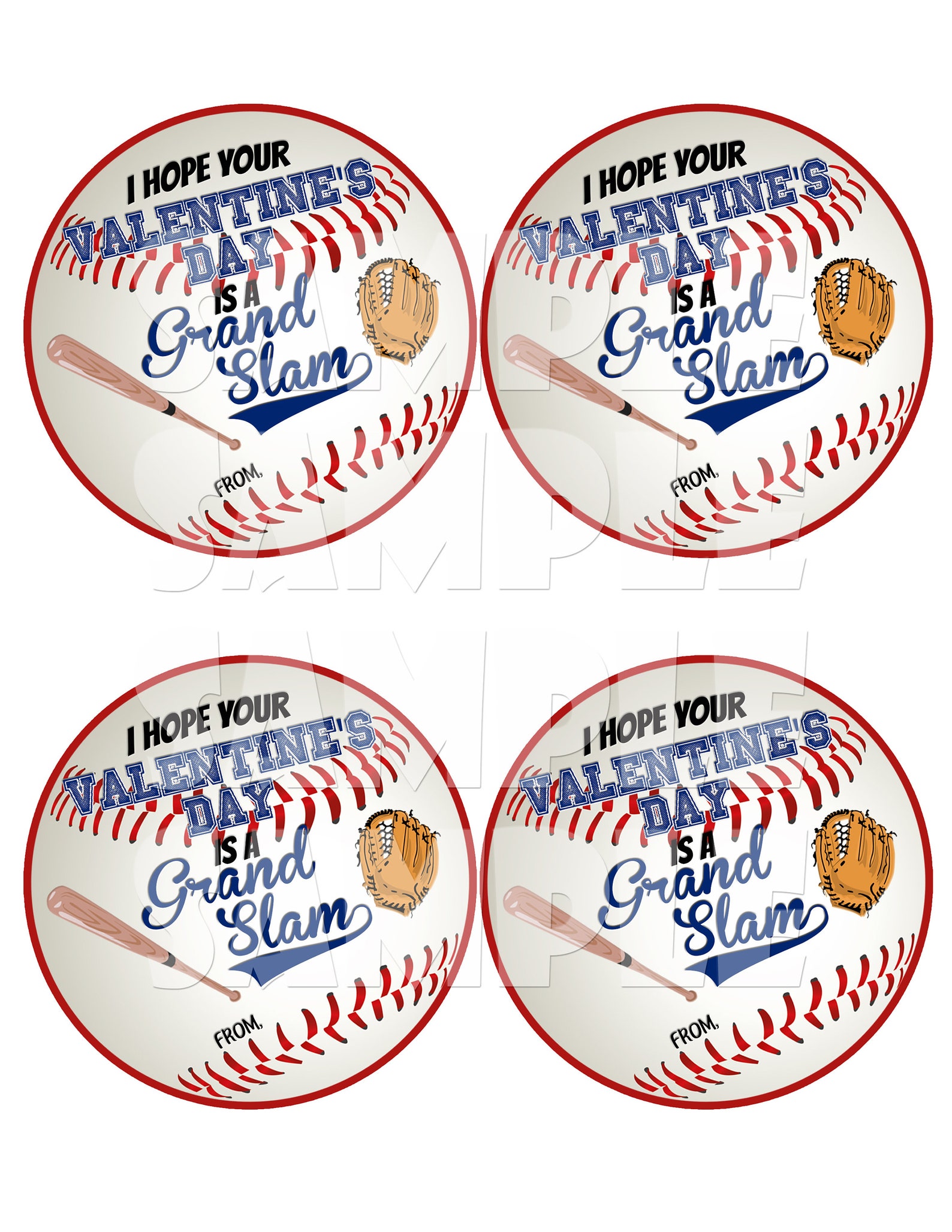 Baseball Valentines Valentine Ideas Base Ball Grand Slam - Etsy