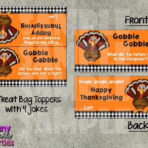 THANKSGIVING TREAT BAG Toppers for Kids, Turkey Treat Toppers ...