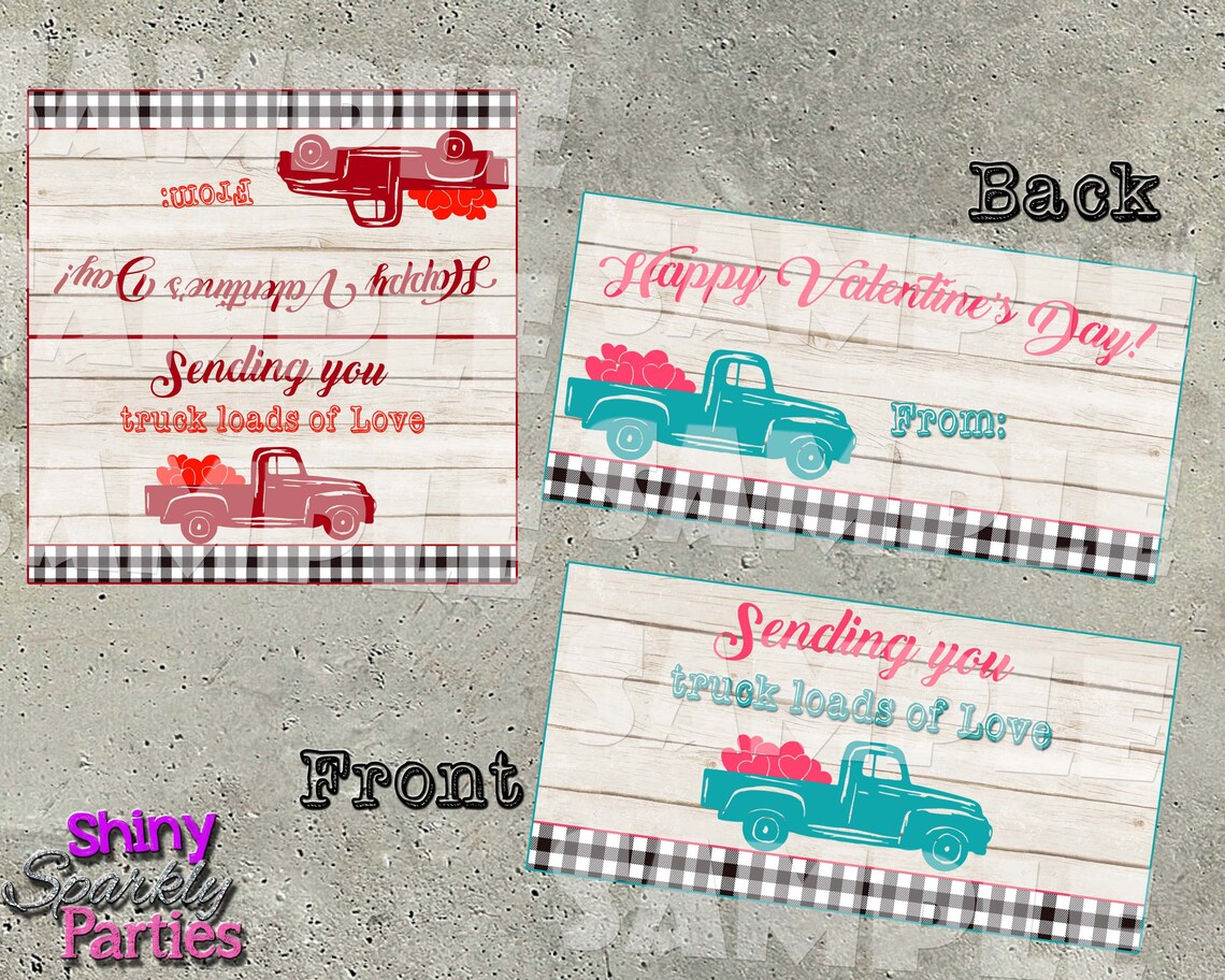 Vintage Truck VALENTINE TREAT BAG Toppers, Truck Loads of Love, Loads ...