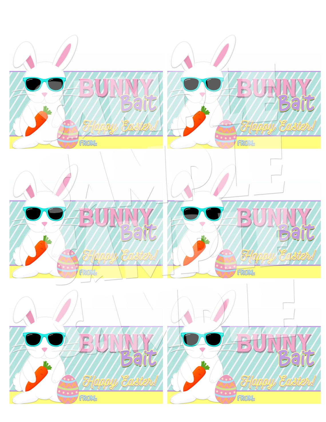 BUNNY BAIT Treat Bag Toppers - Easter Treat Bag Toppers - Easter Gift ...