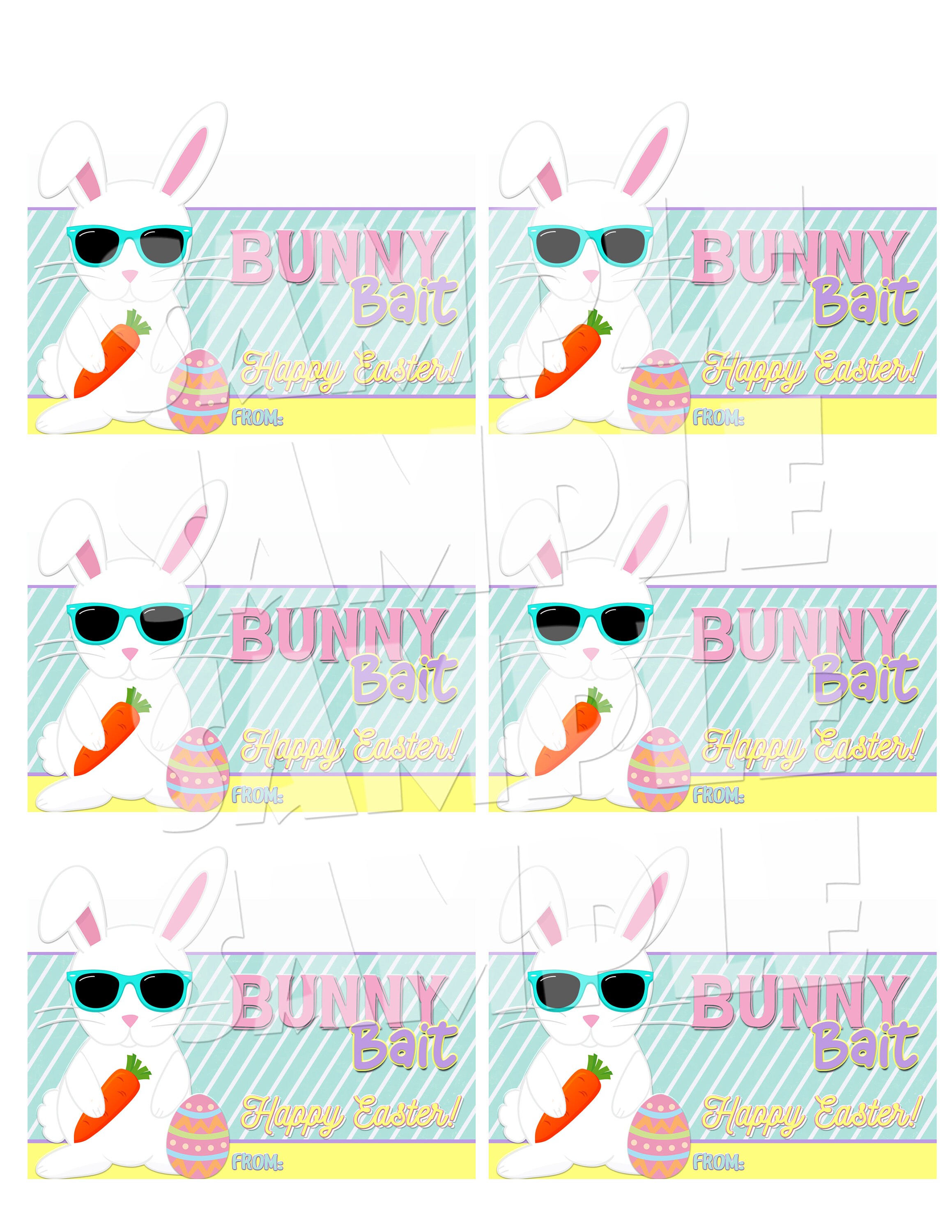 BUNNY BAIT Treat Bag Toppers - Easter Treat Bag Toppers - Easter Gift ...