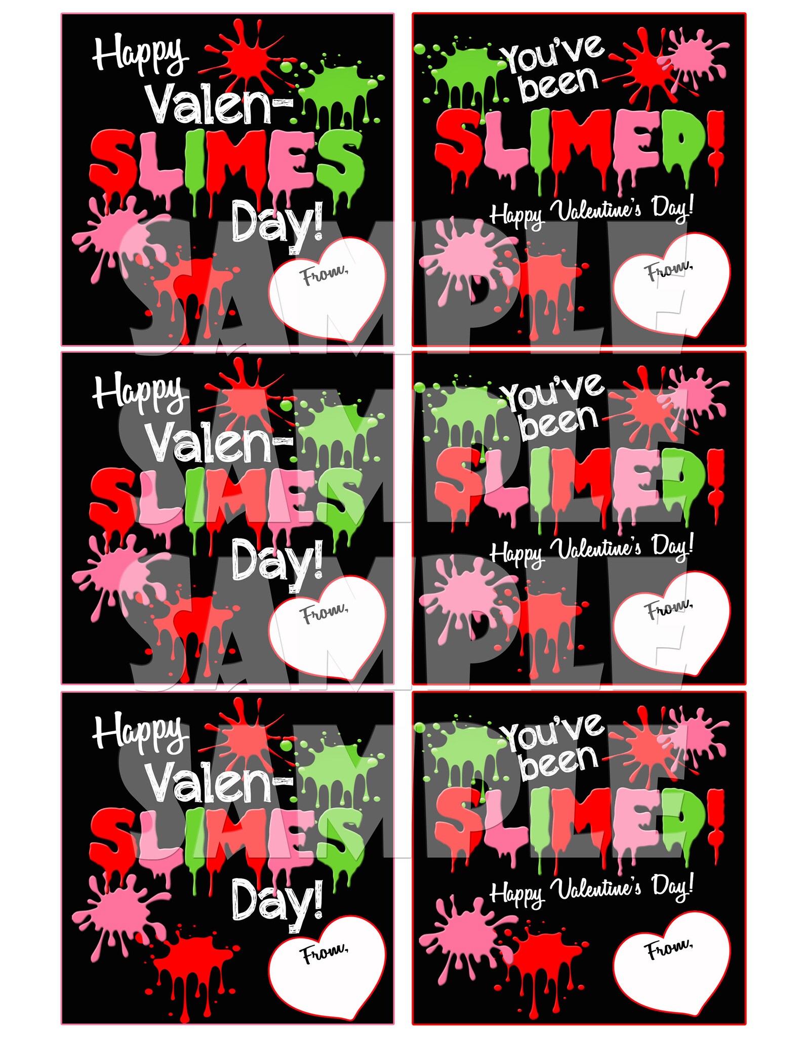 SLIME VALENTINE TAGS, Slime Valentines, Classroom, Student Valentines ...