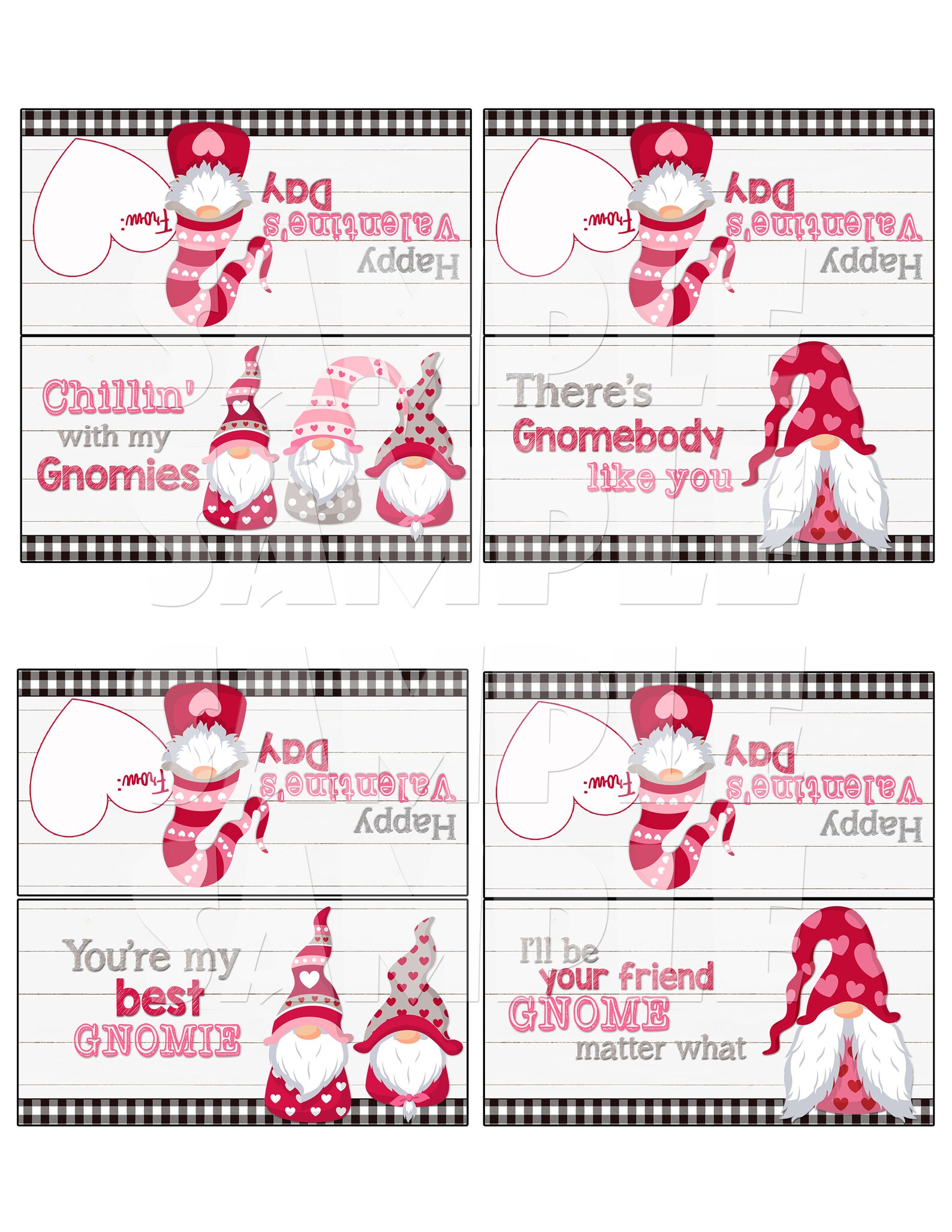 GNOME TREAT Bag TOPPERS Valentine Bag Toppers Classroom | Etsy