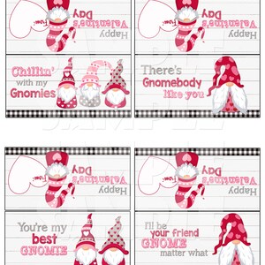 GNOME TREAT Bag TOPPERS, Valentine Bag Toppers, Classroom Valentines ...